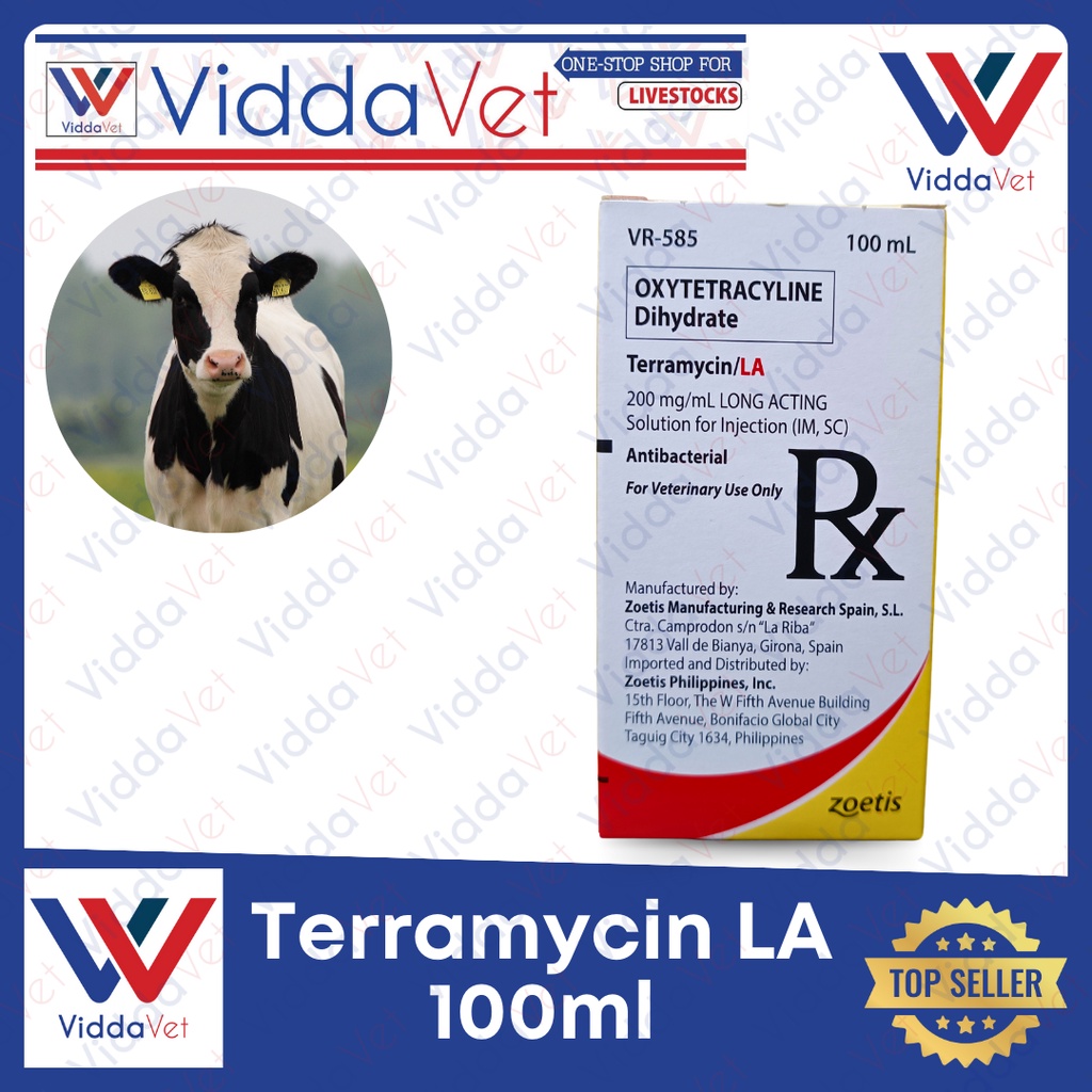 Terramycin La 100ml Viddavet for animals from zoetis oxytetracycline ...