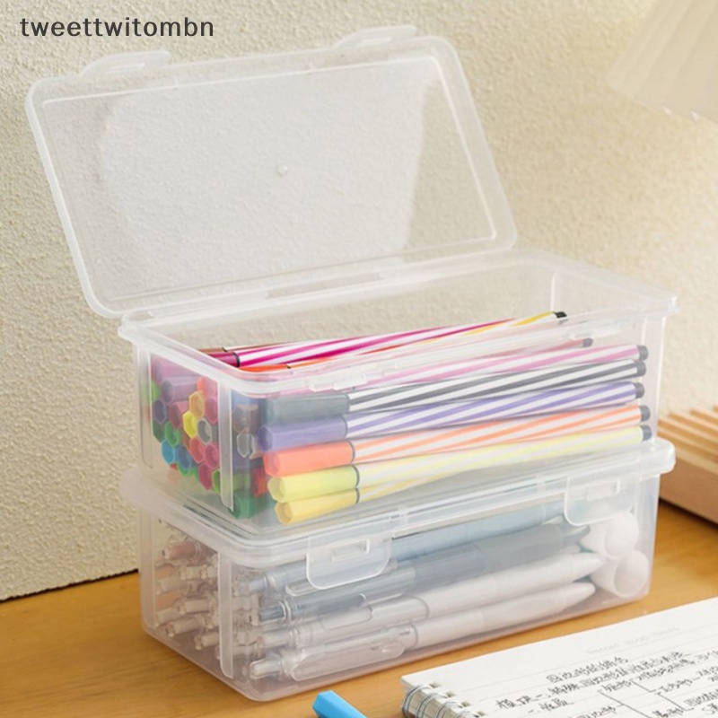tweettwitombn Transparent Pencil Box Hard Plastic Pencil Case Crayon ...
