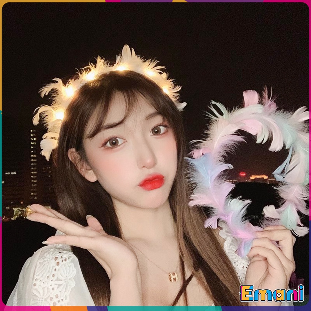 Em LED Light-up Fairy Feather Glowing Halo Headband Hairband Hair Roop ...
