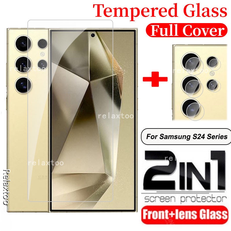 2IN1 HD Full Transparent Tempered Glass For Samsung Galaxy S24 Ultra ...