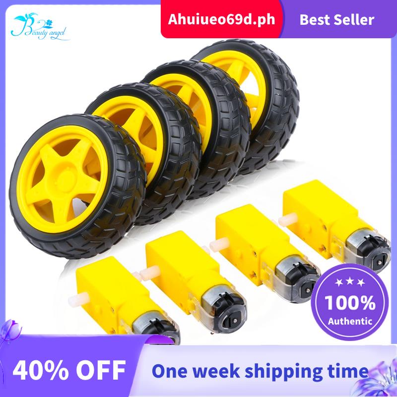 4PCS DC Electric Motor + Plastic TT Motor Tire Wheel Dual Shaft Gear ...