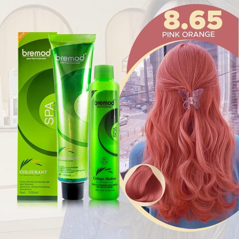 Bremod Hair Color 8.65 Pink Orange 100mL with Bremod Oxidizer 100g Hair ...