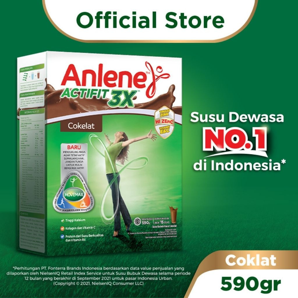 Anlene Actifit 3X Chocolate Adult Milk Powder 580g - High Calcium ...