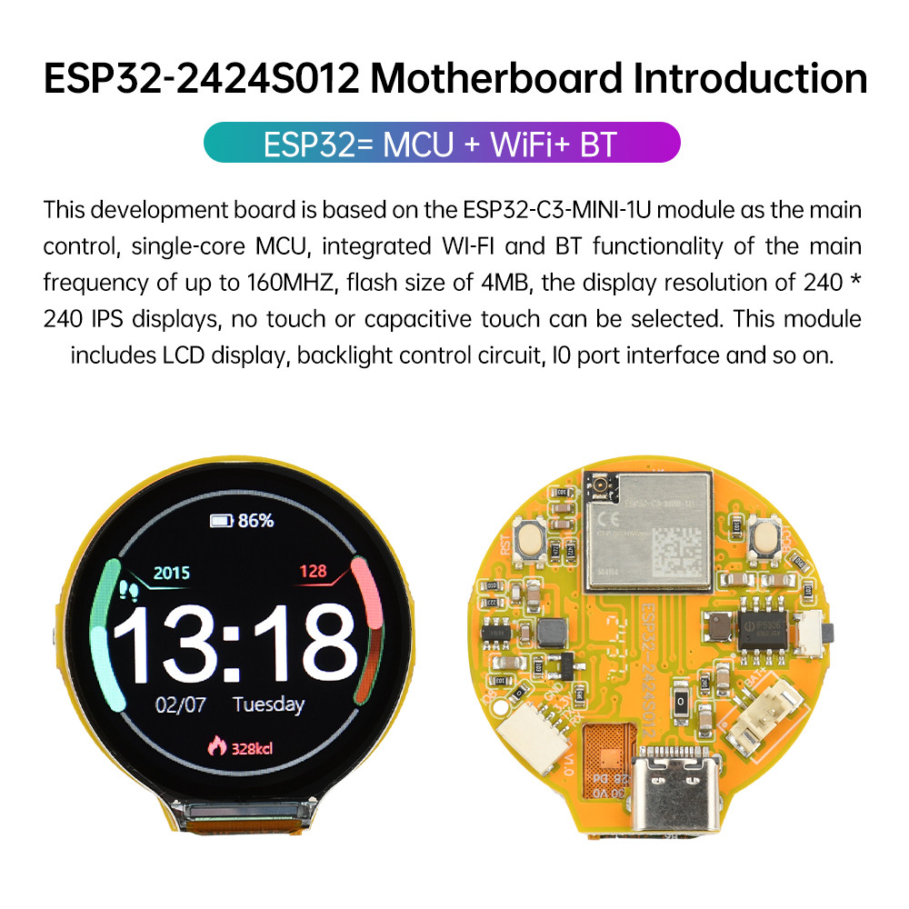 Diymore Esp32 C3 Wifi Bluetooth Development Board Module With 1 28 Inch Circular Display Onboard