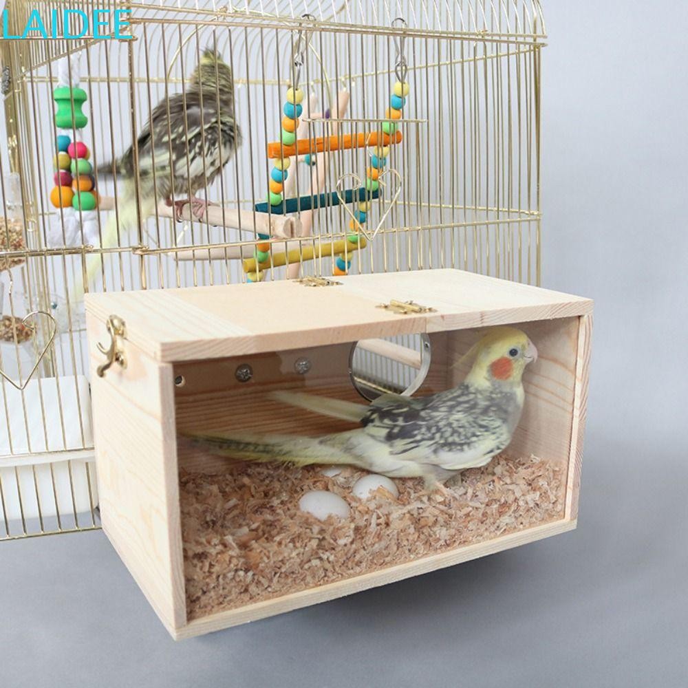 LAIDEE Wooden Parrot Breeding Box, Transparent Window Bite Resistant ...