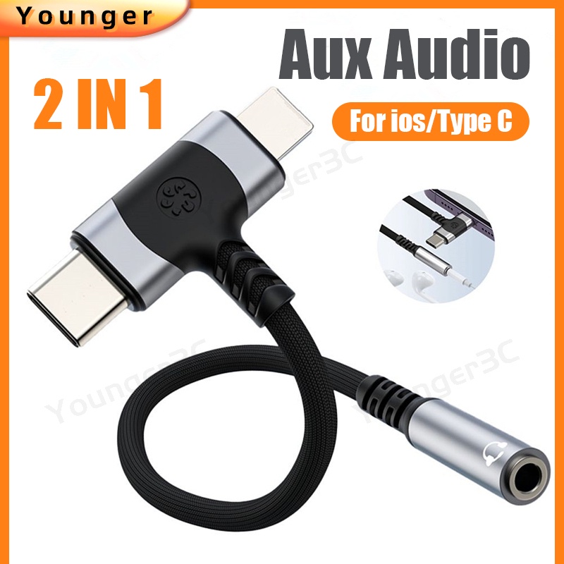 Digital Headphone Adapter Cable For ios Type C 2 in 1 Type C To 3.5mm ...