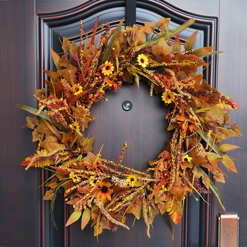 Xinyi 2022 Maple Leaf Thanksgiving Festival Wreath Autumn Rattan Wreath Simulation Wreath Autumn ...