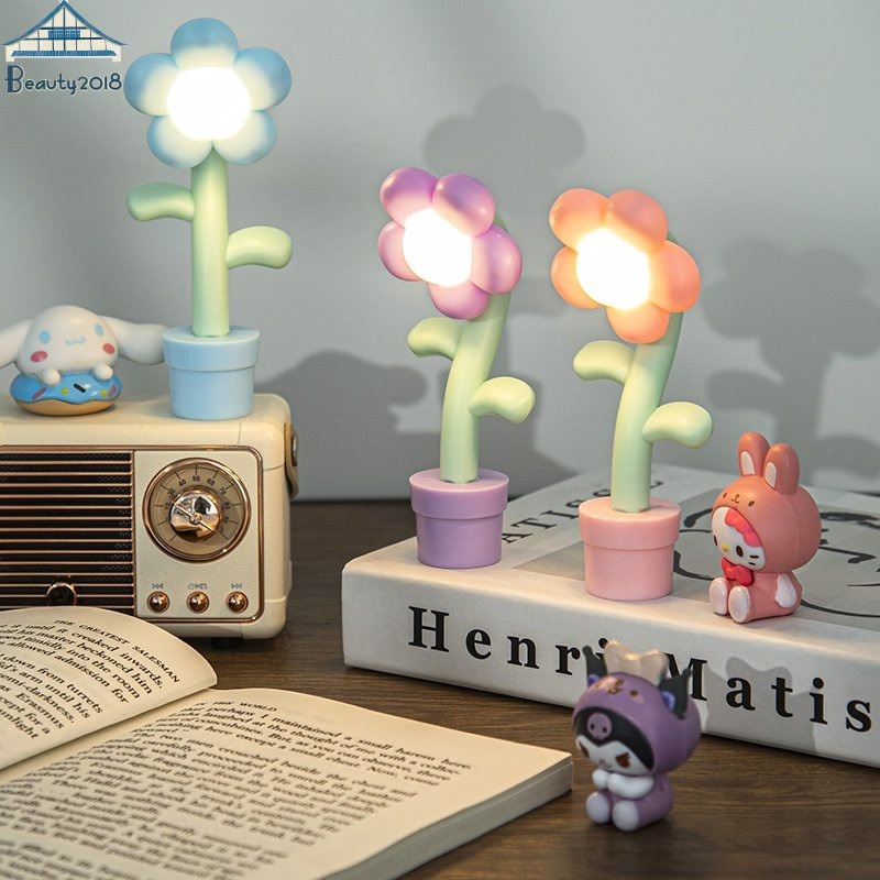 Flower night light LED cute desk light bedside light children's bedroom ...