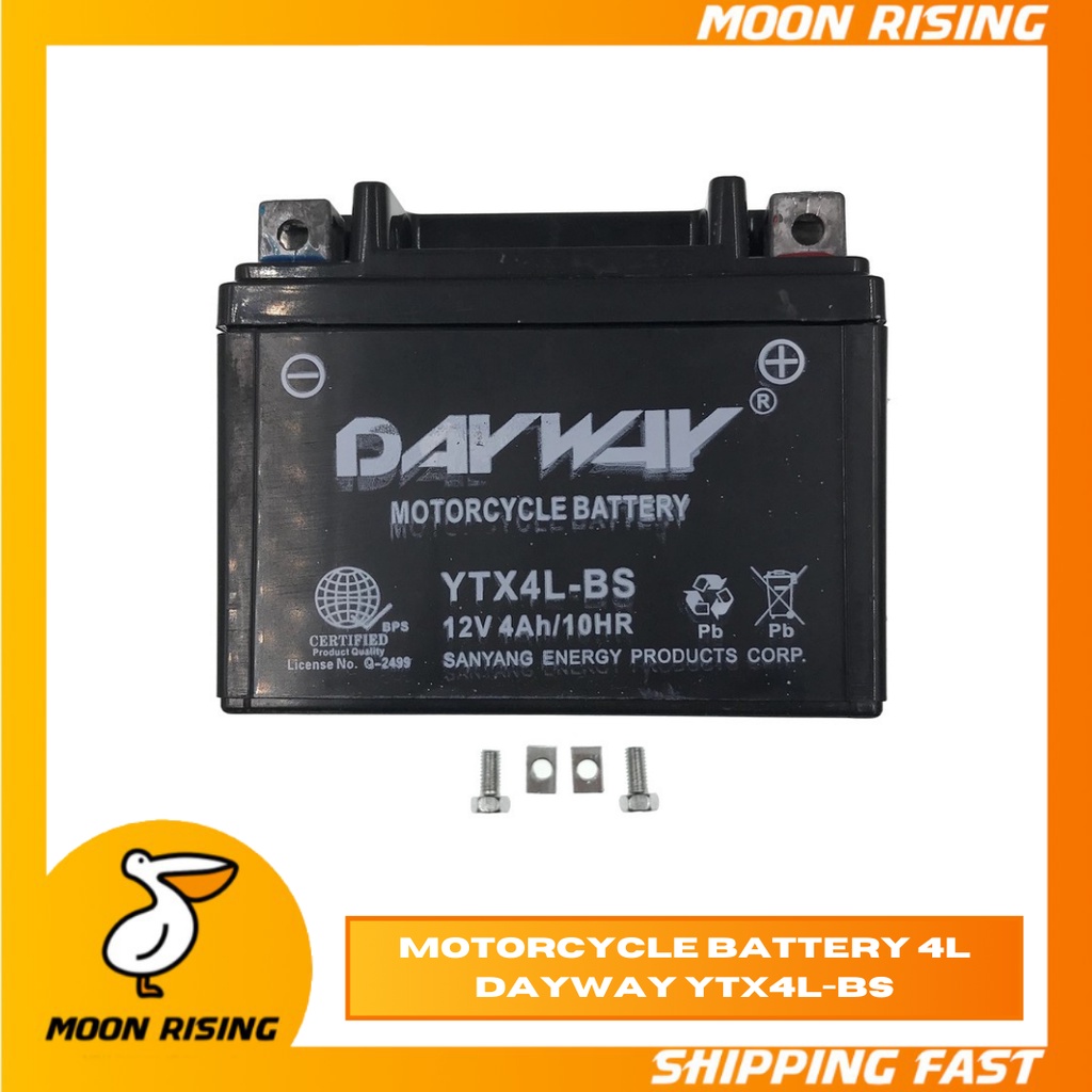 MOTORCYCLE BATTERY 4L DAYWAY YTX4L-BS [MOON RISING] | Shopee Philippines