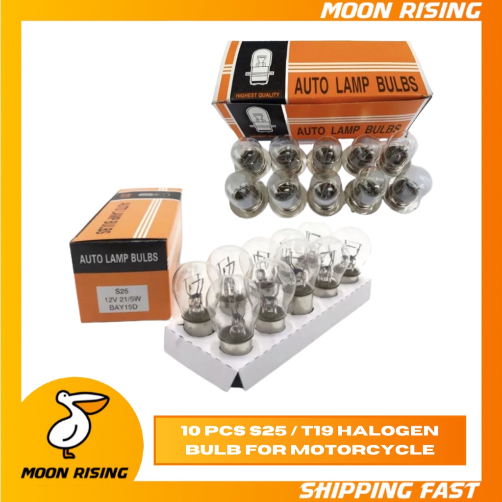 10 PCS S25 / T19 HALOGEN BULB FOR MOTORCYCLE HEADLIGHT TAIL LIGHT [MOON ...