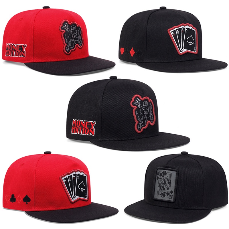 Fashion Poker Label Retro Snapback Hat Men's and Women's Youth Hip Hop ...