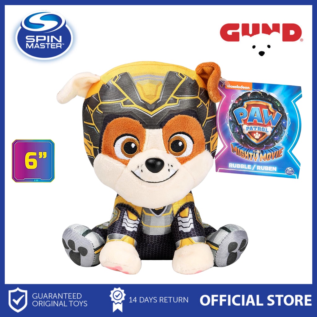 Gund 6" Paw Patrol The Mighty Movie Stuffed Toy Animal Rubble Plush Toy ...