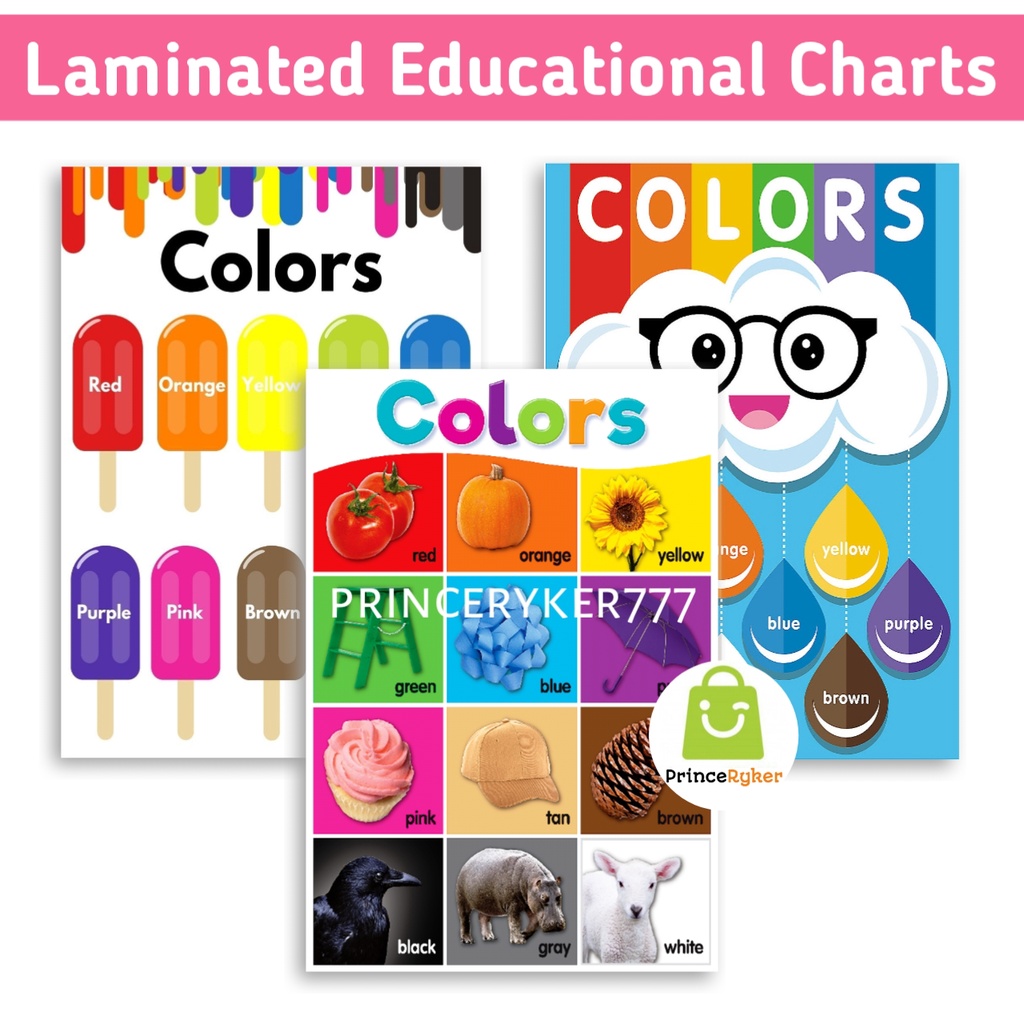 Educational Colors Chart | A4 Size Laminated Chart | Colors , Kids ...