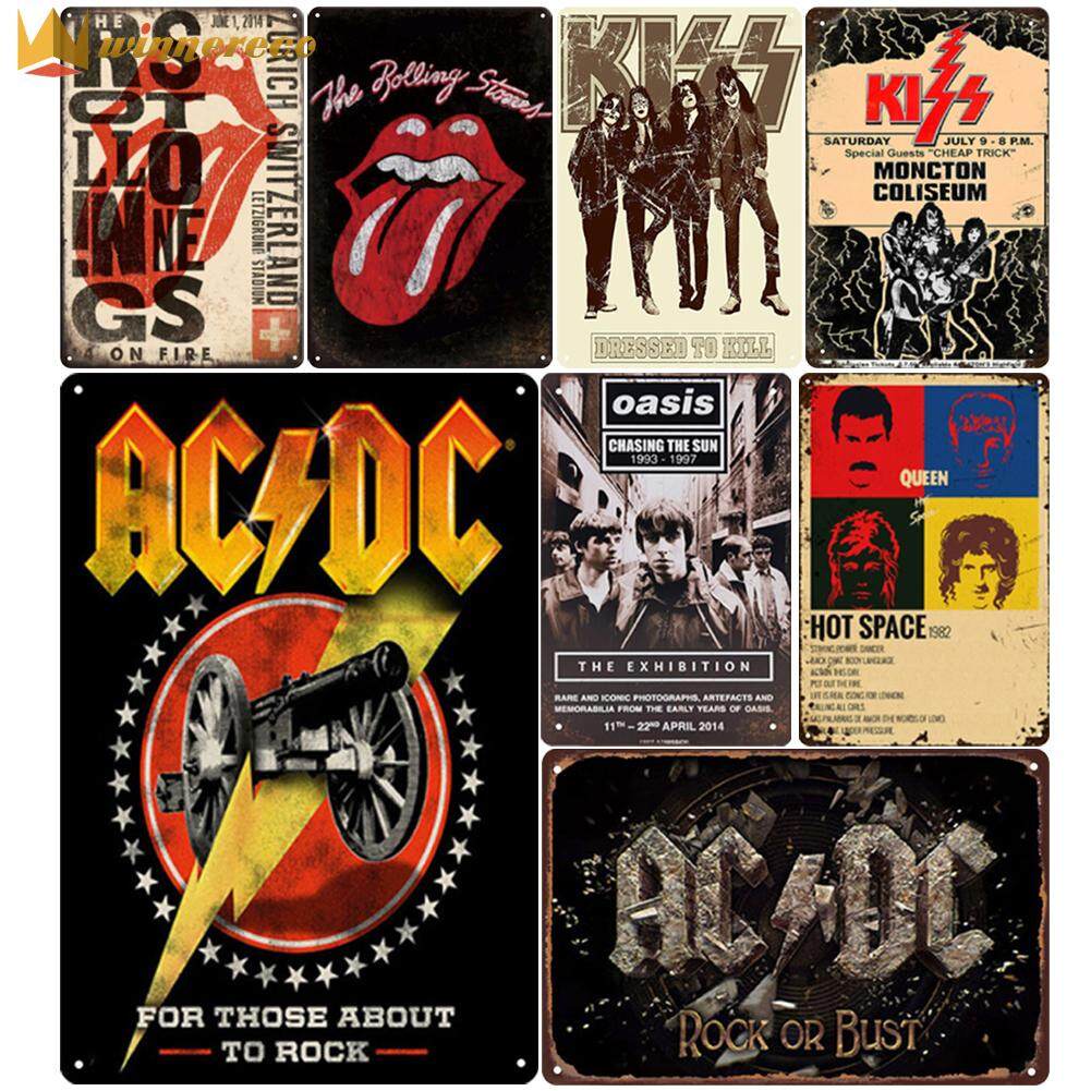 Vintage Metal Tin Plate Rectangle Zinc Signs Rock Band Poster Bar Pub ...