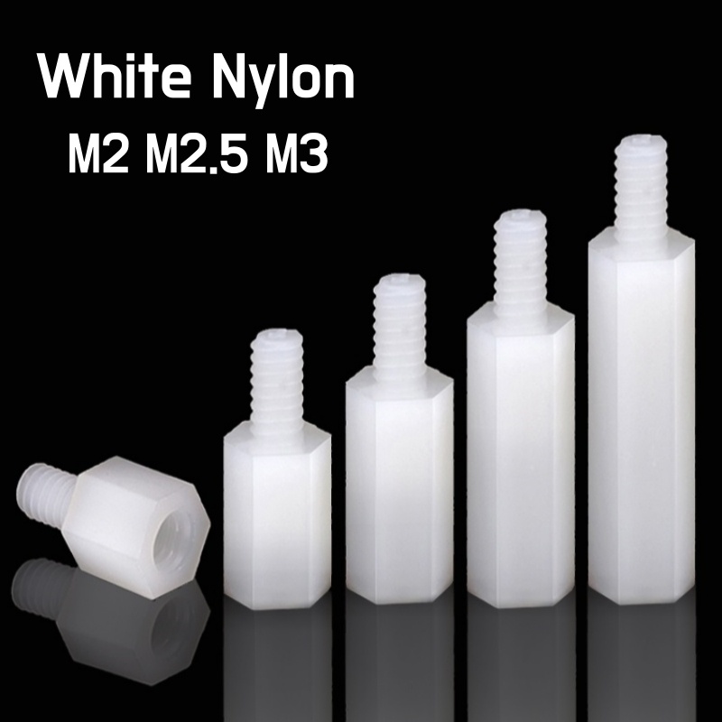 10~30pcs/lot M2 M2.5 M3 White Nylon Plastic Column Screw Hex Standoff ...