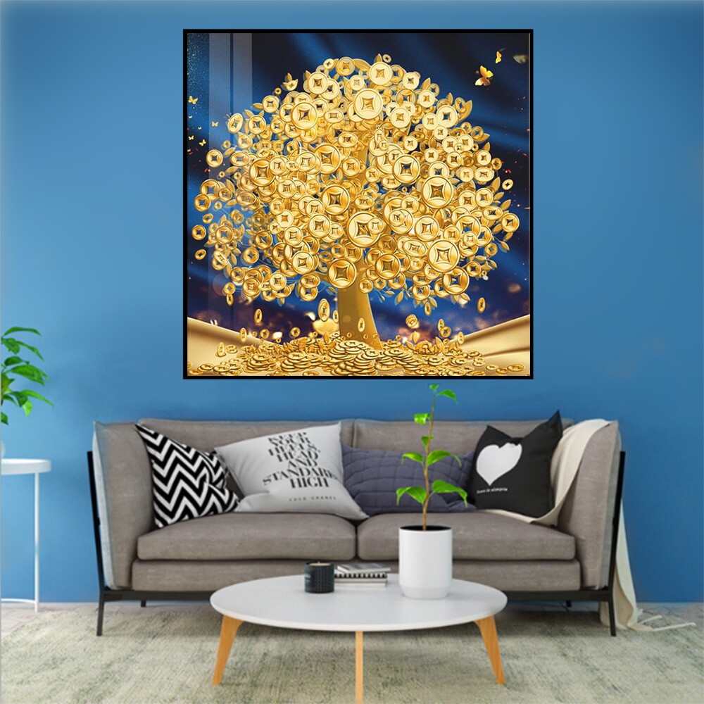 Chinese Lucky Tree Poster Prints Golden Money Tree Canvas Painting ...