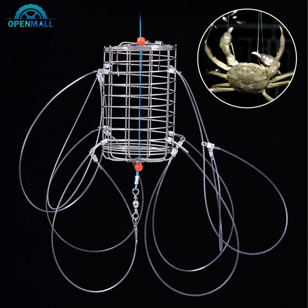 OPENMALL 1Pc Stainless Steel Crab Trap Bait Cage Tiny Lobster Fishing Tool Lure Trap Feeder ...