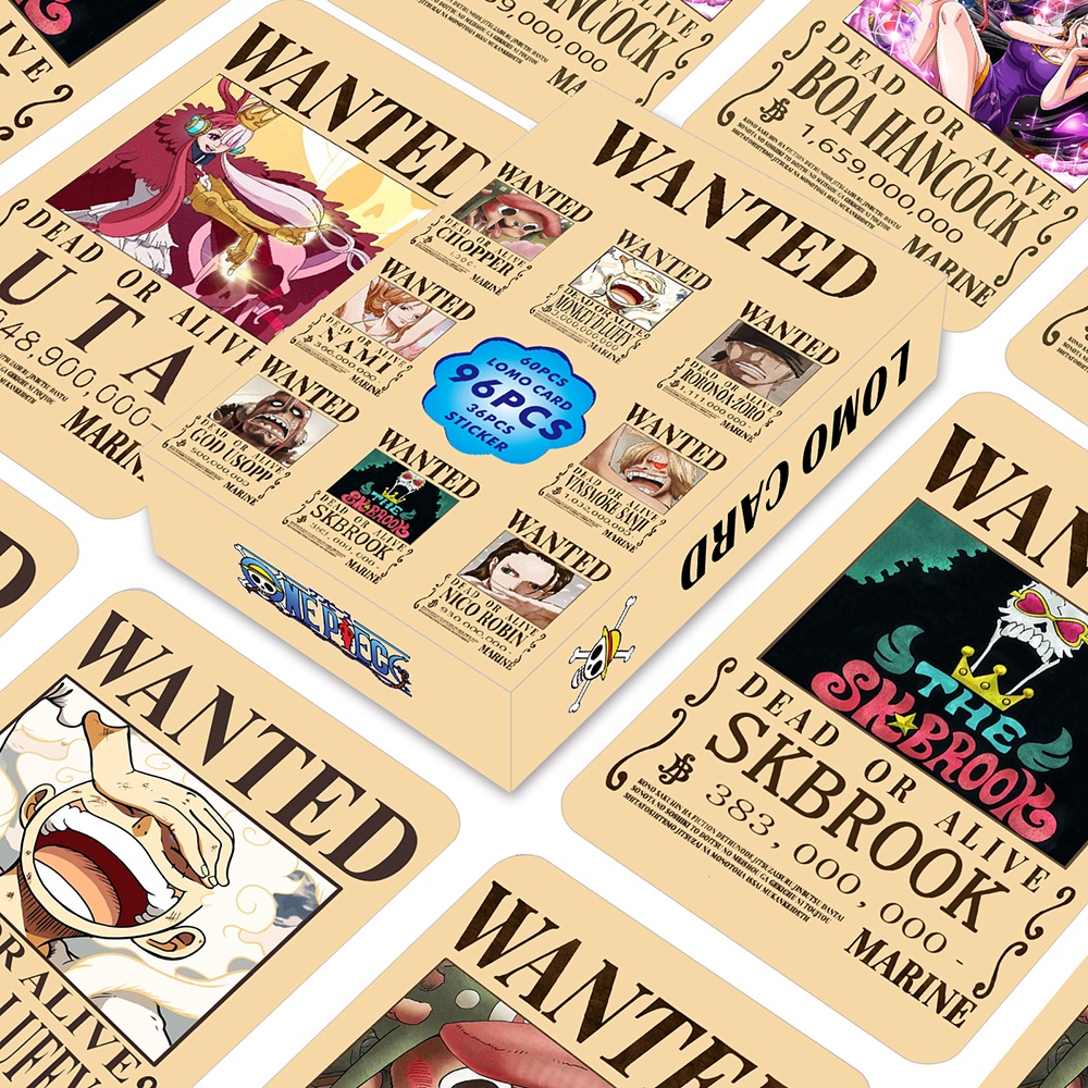 96pcs/box ONE PIECE Wanted Stickers Photocards Lomo Cards Double Sided ...
