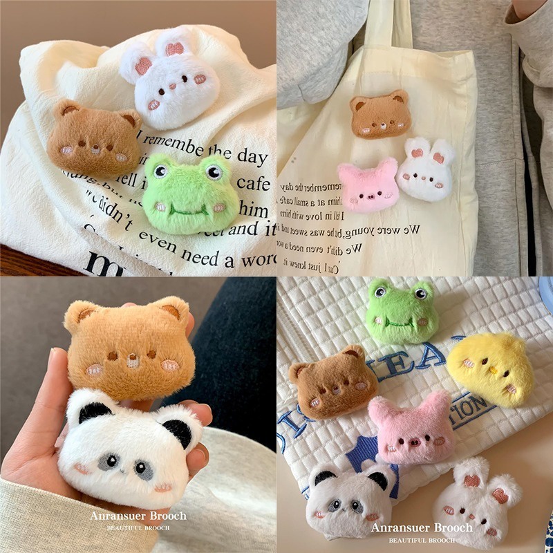 Cartoon Brooch Cute Fluffy Frog Doll Doll Rabbit Broochs Girl Bag ...