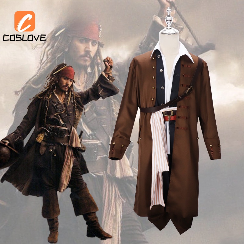 Movie Pirates of the Caribbean Jack Sparrow Cosplay Full Set Costume ...