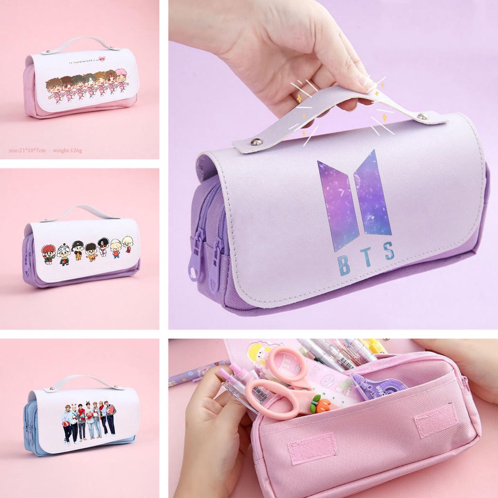 korean BTS Pencil Case BT21 Student Pen Bag Stationery Gift | Shopee ...