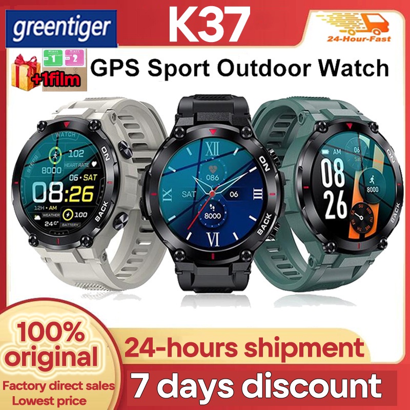 K37 GPS Smart Watch Men 480mAh Heart Rate Monitor Blood Pressure Oxygen IP68 Waterproof Outdoor ...