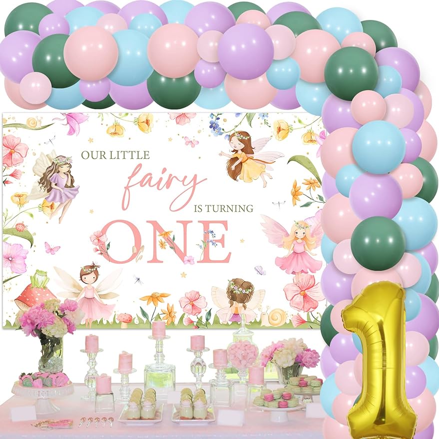 FANGLELAND Fairy 1st Birthday Decorations for Girls, Floral Fairy First ...