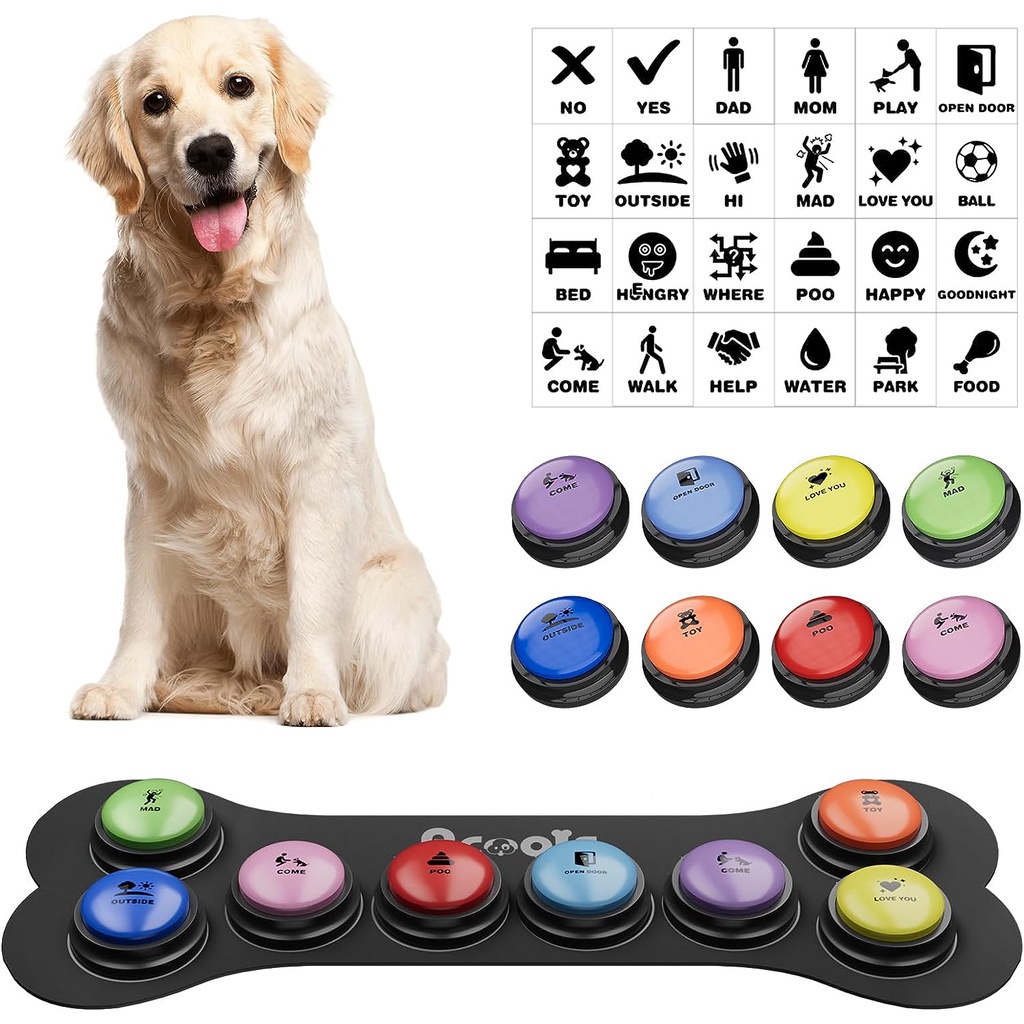 Dog Buttons for Communication, 8 Pcs Dog Talking Button Set, 30s ...