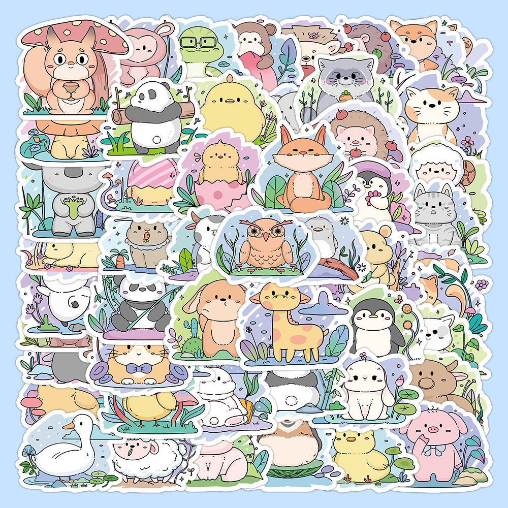 MIKA STORE Stickers 60 Pieces Animal Forest Stickers Cute Panda Cute ...