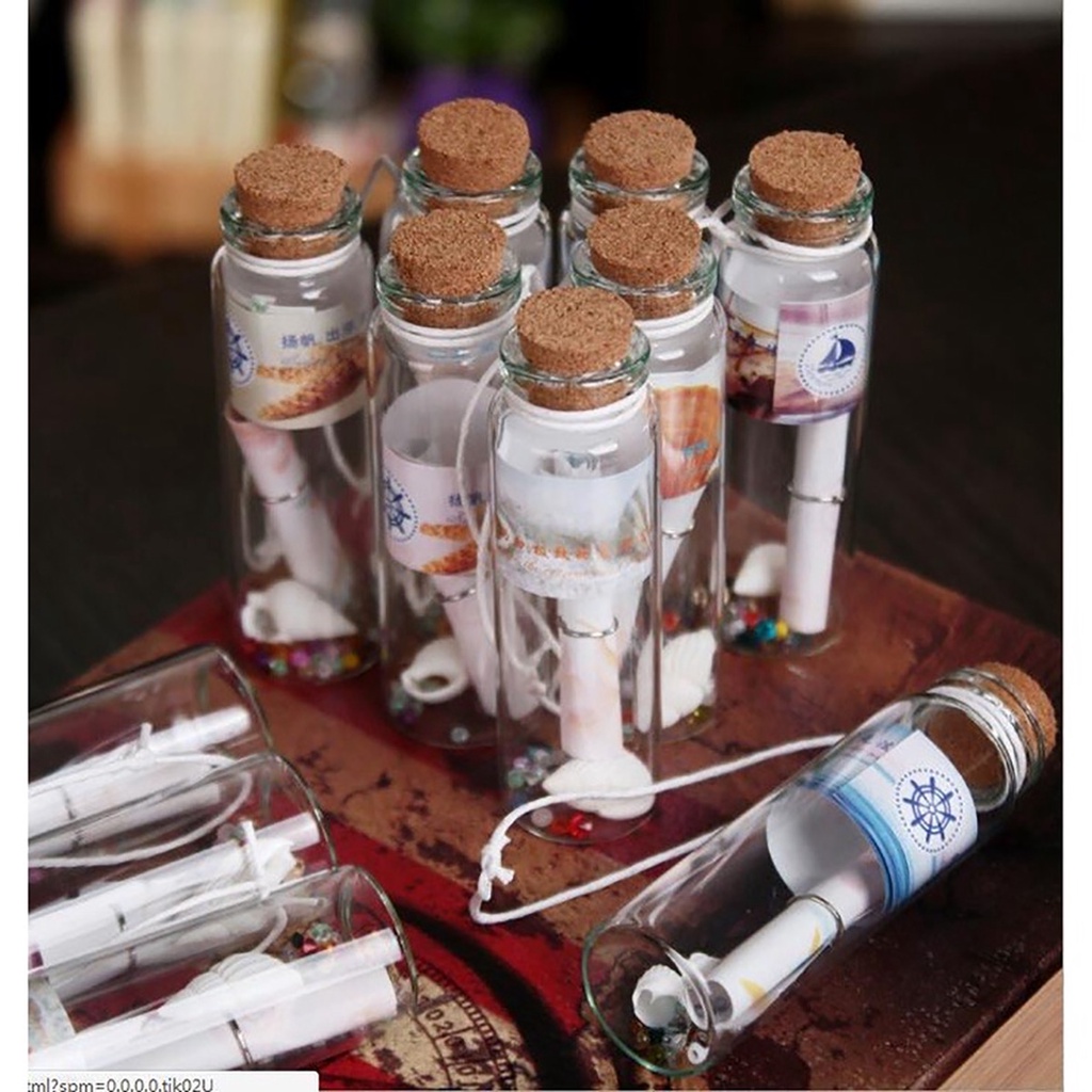 12 Pcs Mini Retro Wishing Glass Drift Bottle DIY Craft Transparent ...