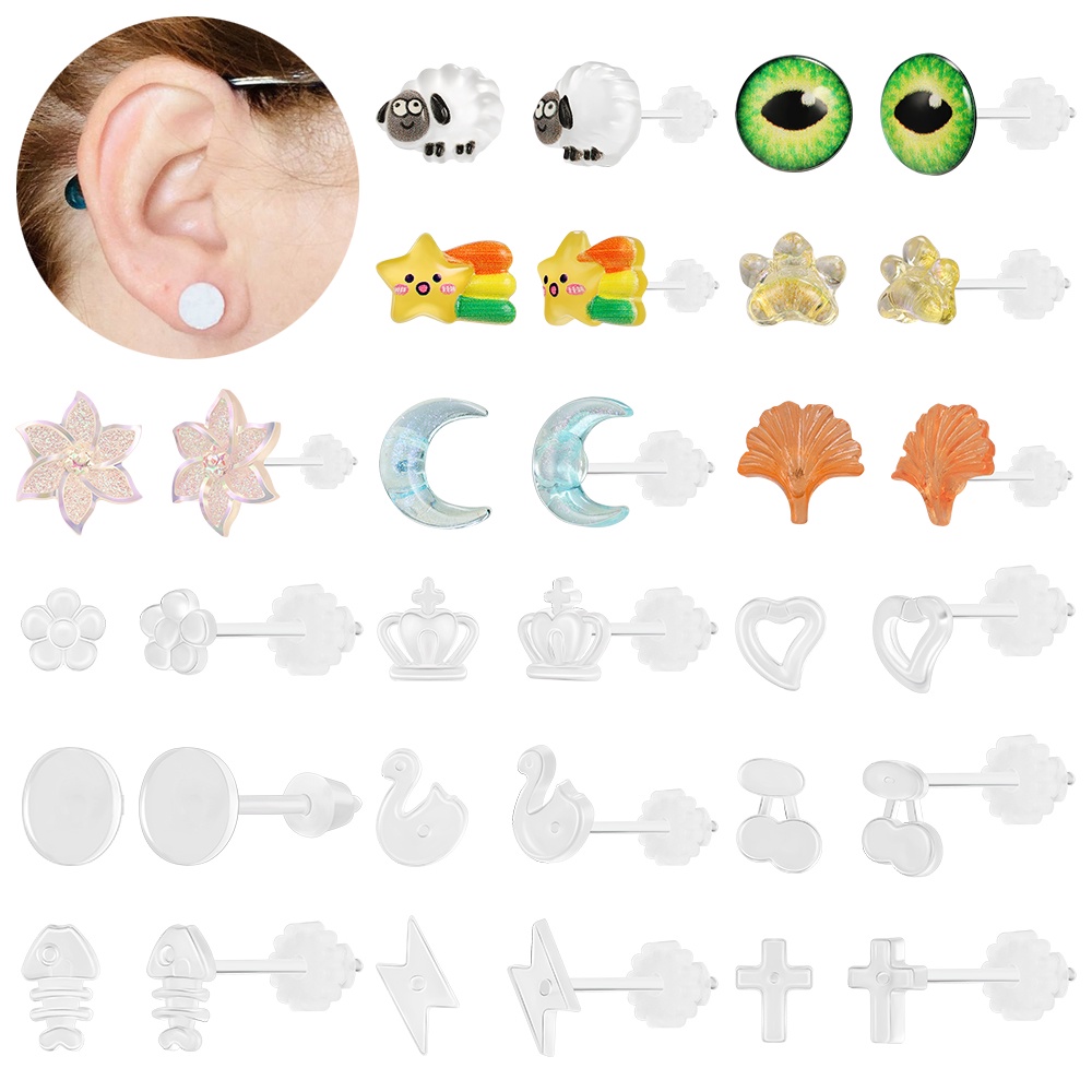 1 Pair Resin Colorful Stud Earrings Acrylic Ear Stud Flower- Pattern ...