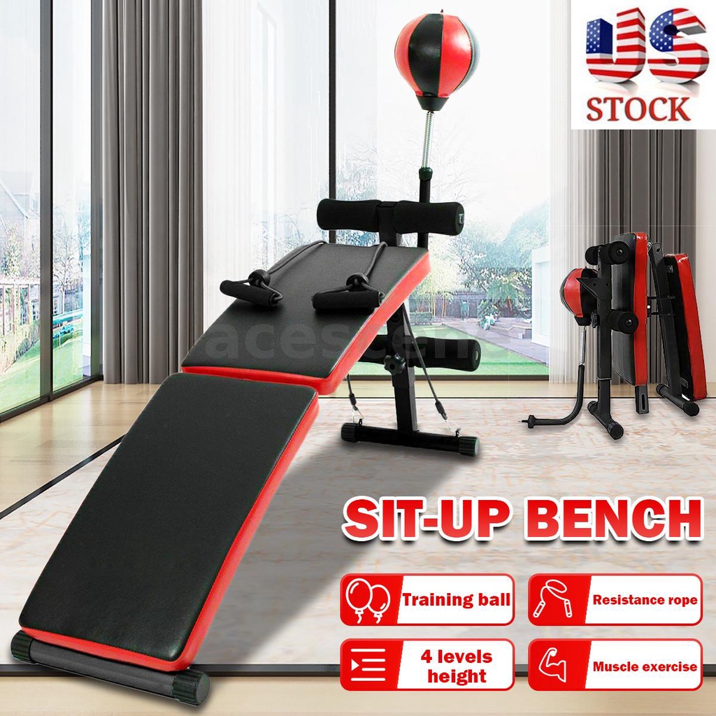Sit Up Bench With Training Ball Adjustable Height Training Muscles Fold ...