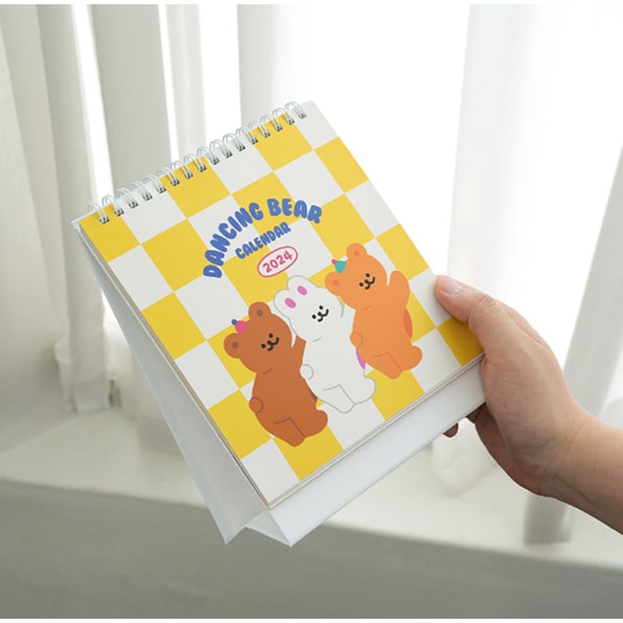 DANCING BEAR 2024 DESK CALENDAR YELLOW - AUTHENTIC MADE IN KOREA ...