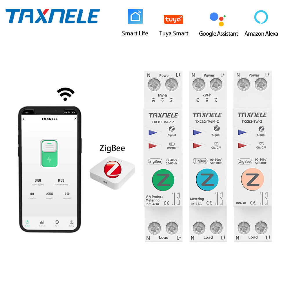 Smart Switch Energy Meter 63a Tuya Zigbee Kwh Metering Monitoring Circuit Breaker Timer Relay