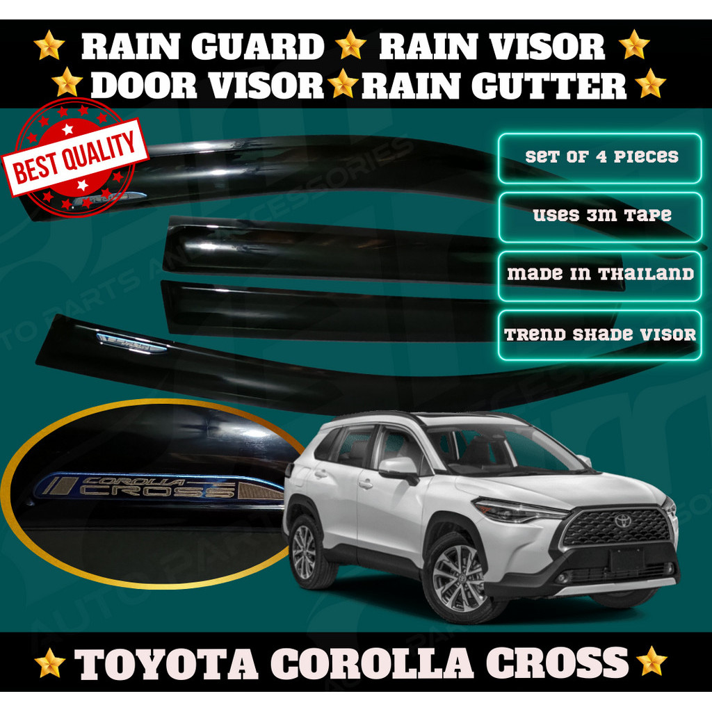 TOYOTA Corolla Cross 2020 2021 2022 2023 Rain Guard Door Visor Door ...