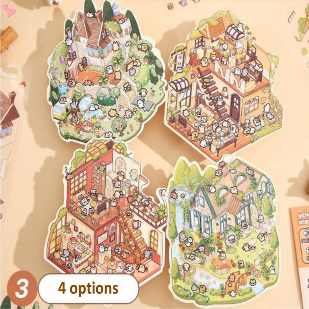 DIY 3D House Stickers, Isometric Stickers, Sticker Therapy, Fun DIY 3D ...