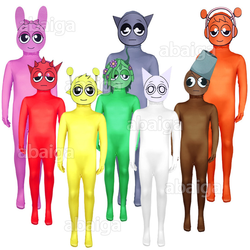 Sprunki Cosplay Incredibox Game Jumpsuit for Kids Adult Tight Fitting ...