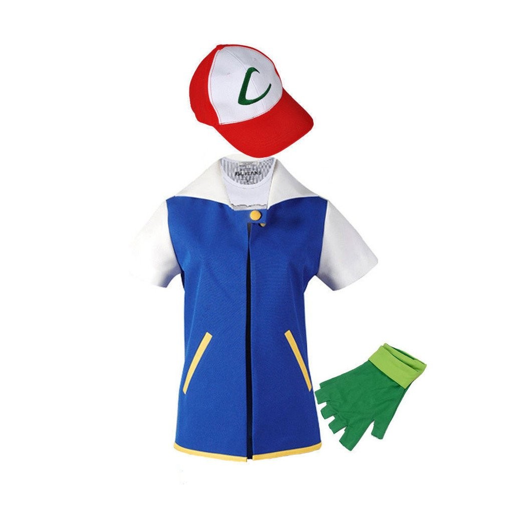 Pokemon Ash Ketchum Costume Cosplay Glove Coat Anime Costume New ...