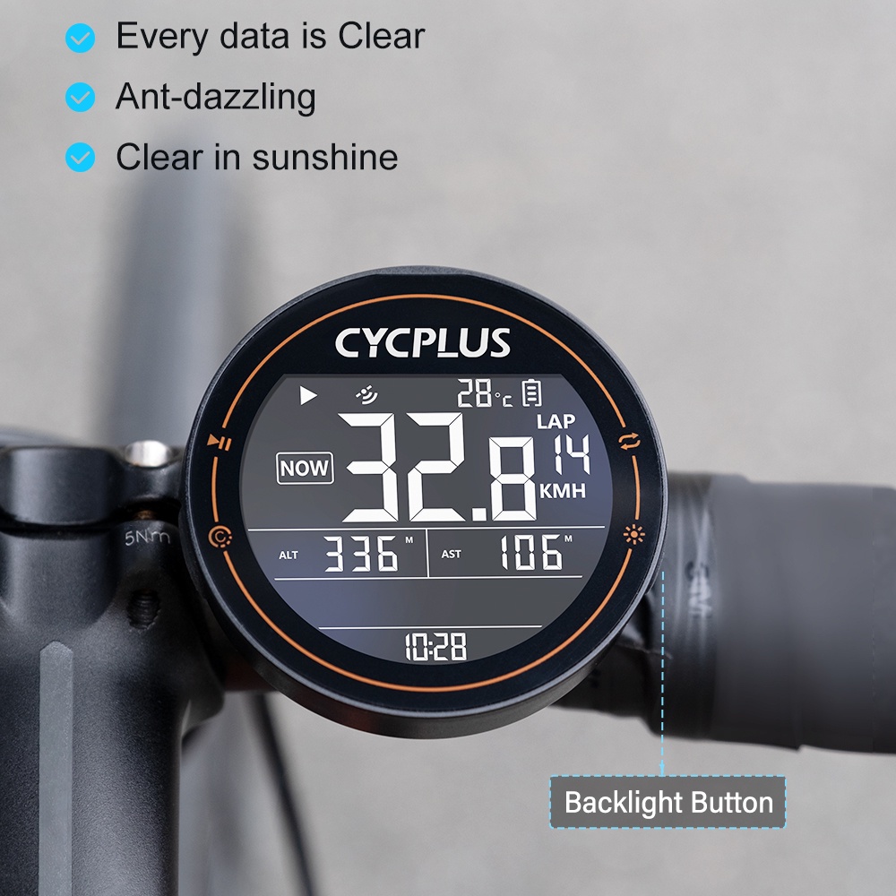 CYCPLUS M2 Wireless Bike Computer GPS Speedometer BT ANT+ Cycling ...