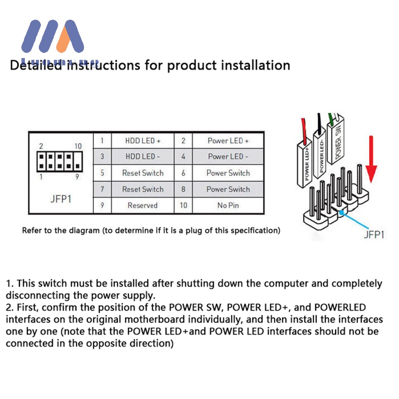 LuoMeng Portable Colorful LED Light Computer Desktop Power Switch PC ...