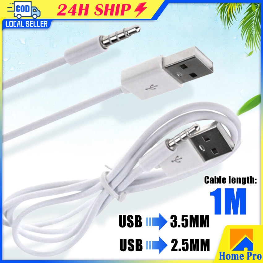 Aux Cable USB 2 To DC 2.5/3.5mm Charging Line USB Audio Cable Jack USB ...