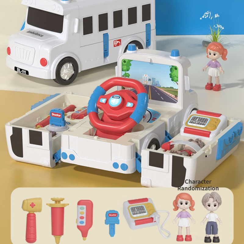 Children Simulation Bus Toy Multifunctional Deformation Steering Wheel ...