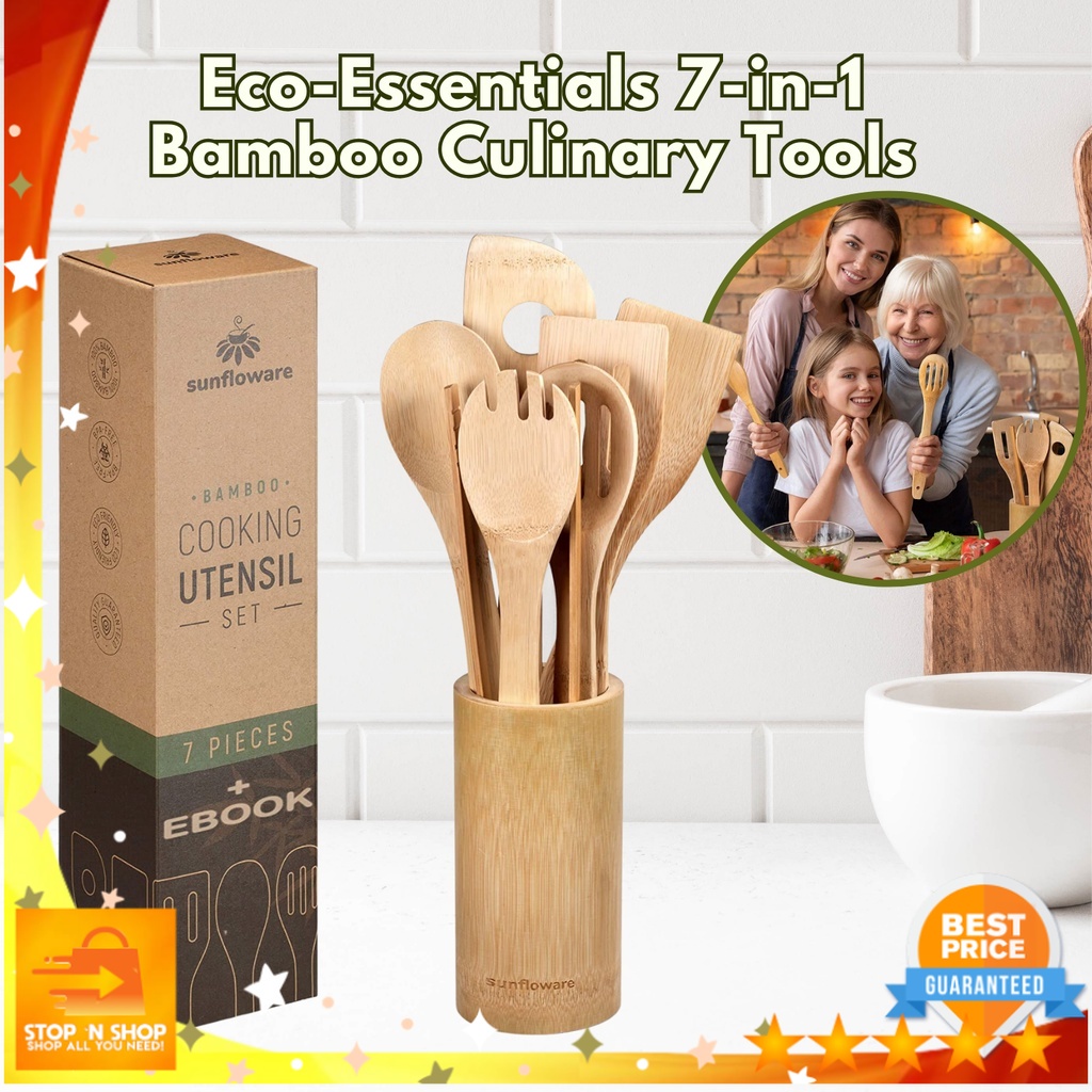SNS 7 in 1 Eco Friendly-Bamboo Kitchen Utensil Set Tool Kitchenware ...