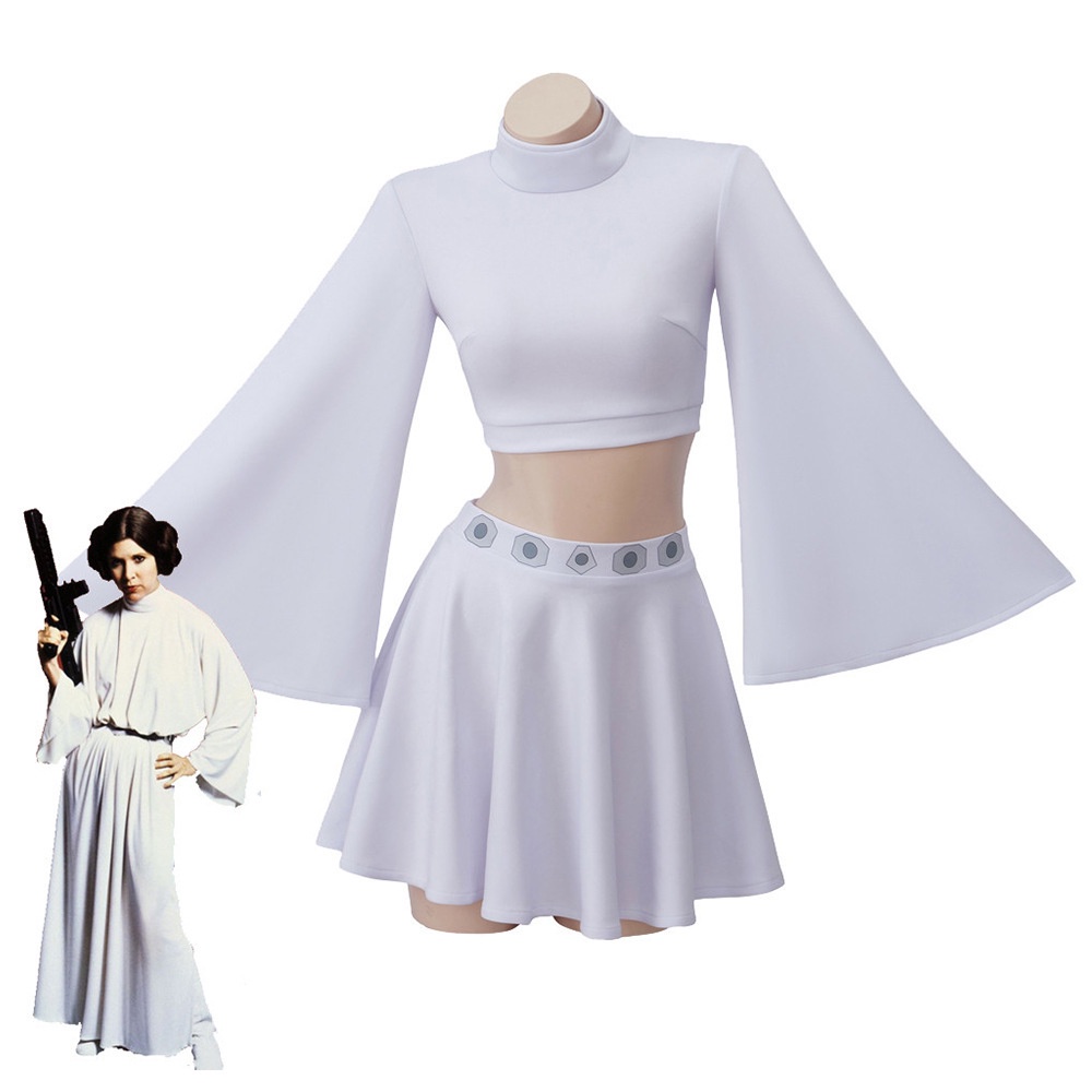 Princess Leia cosplay costume Star Wars Leia white two-piece Halloween cosplay role-playing ...