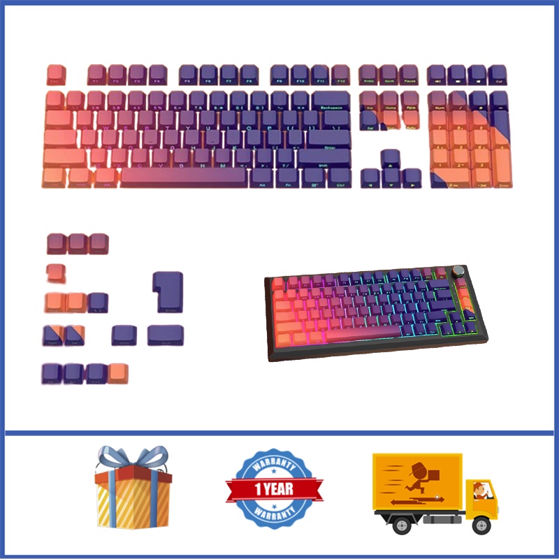 Side Engraved Luminous Mechanical Keyboard Keycap Gradient PBT Keycap ...