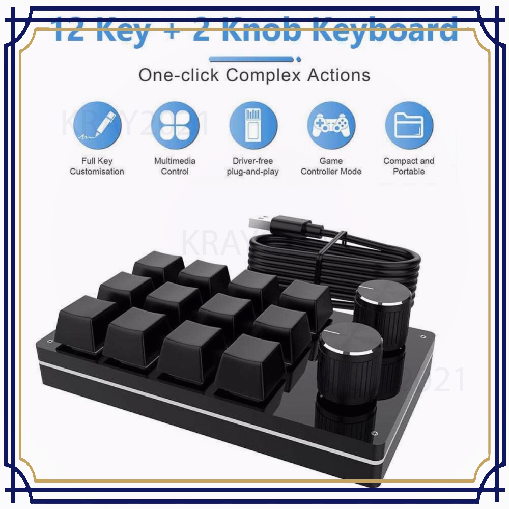 12 Key Mechanical Keyboard USB Gaming Shortcut with 2 Knobs IT764 ...