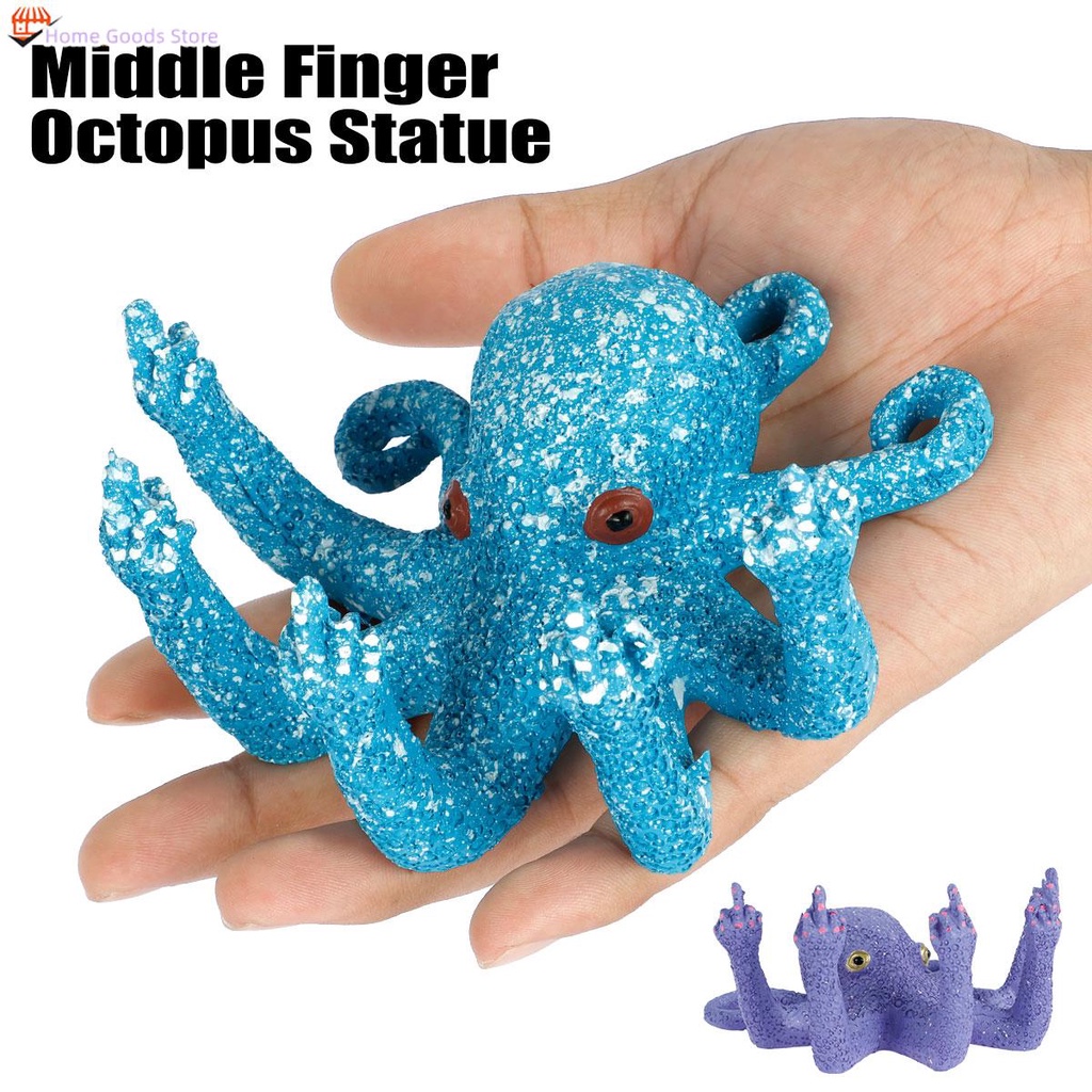 Middle Finger Octopus Statue Resin Garden Octopus Ornaments Desktop ...