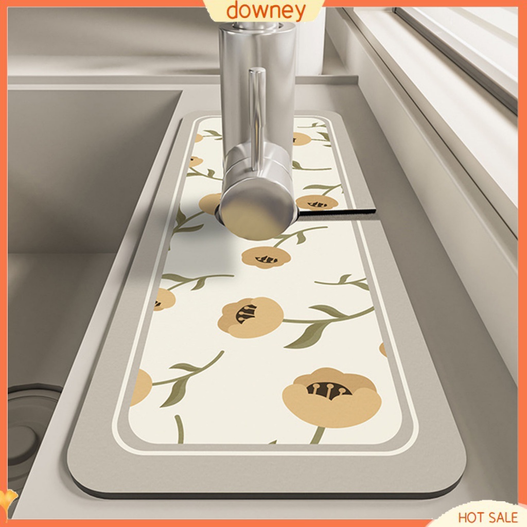 {downey} Drain Mat for Kitchen Countertops Bathroom Sink Liner with ...