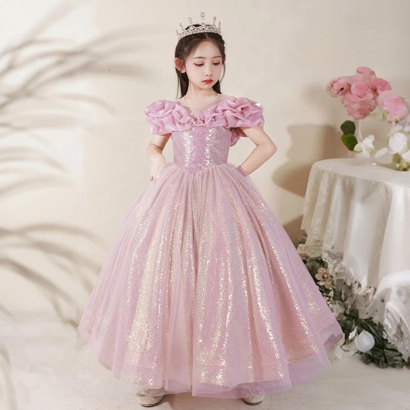 Pink Luxury Pageant Prom Dresses for Little Girls Children Wedding ...