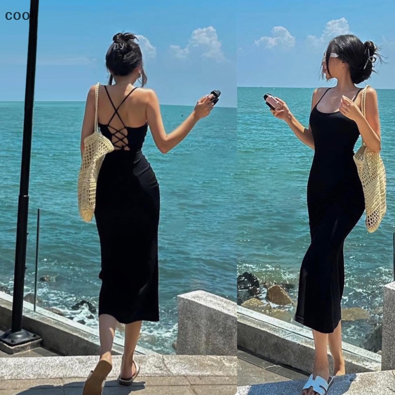 TINA Summer Simple Casual Sexy Backless Slim Solid Side Sling Women's ...